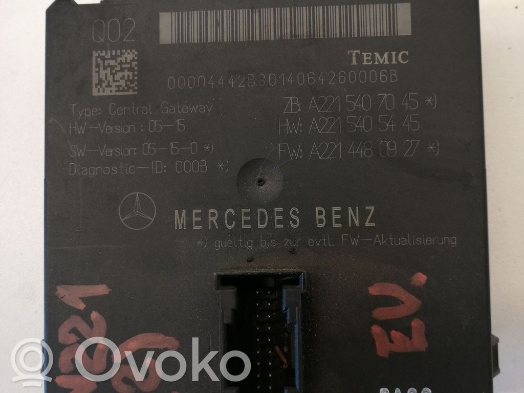 A2215407045 Mercedes-Benz S W221 Door central lock control unit/module ...