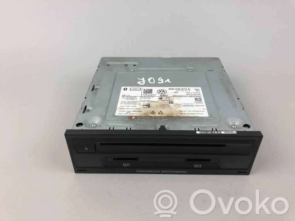 3Q0035874A Volkswagen PASSAT B8 Unité principale radio / CD / DVD / GPS ...