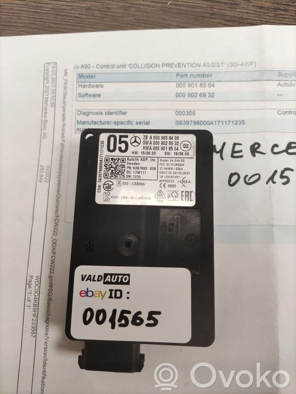 A0009058406 Mercedes-Benz GLC X253 C253 Capteur radar d'angle mort, 400 ...