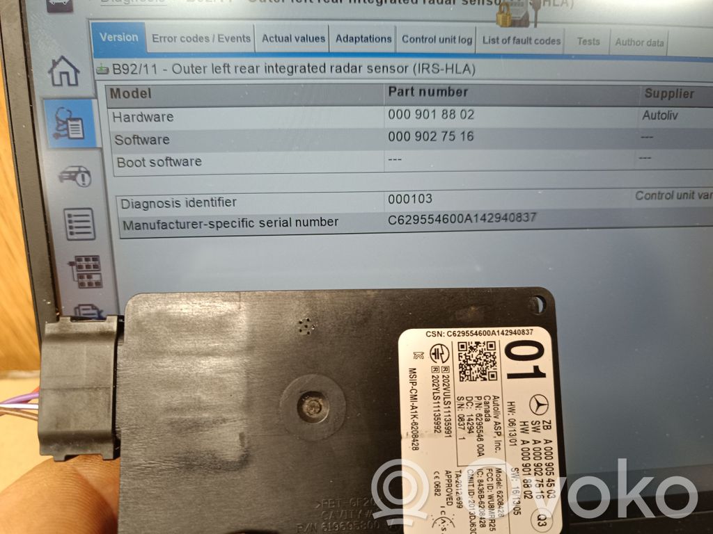 A0009054503 Mercedes-Benz GLS X166 Capteur radar d'angle mort, 350,00 ...