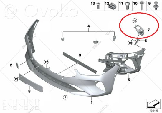 7420883 51117420883 15067010 BMW 8 G15 Front bumper mounting bracket ...