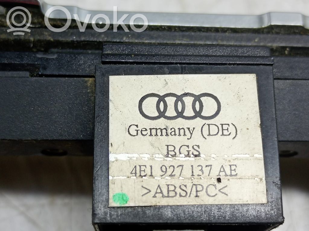4E1927137AE Audi A8 S8 D3 4E Hazard light switch, €20.00 | RRR