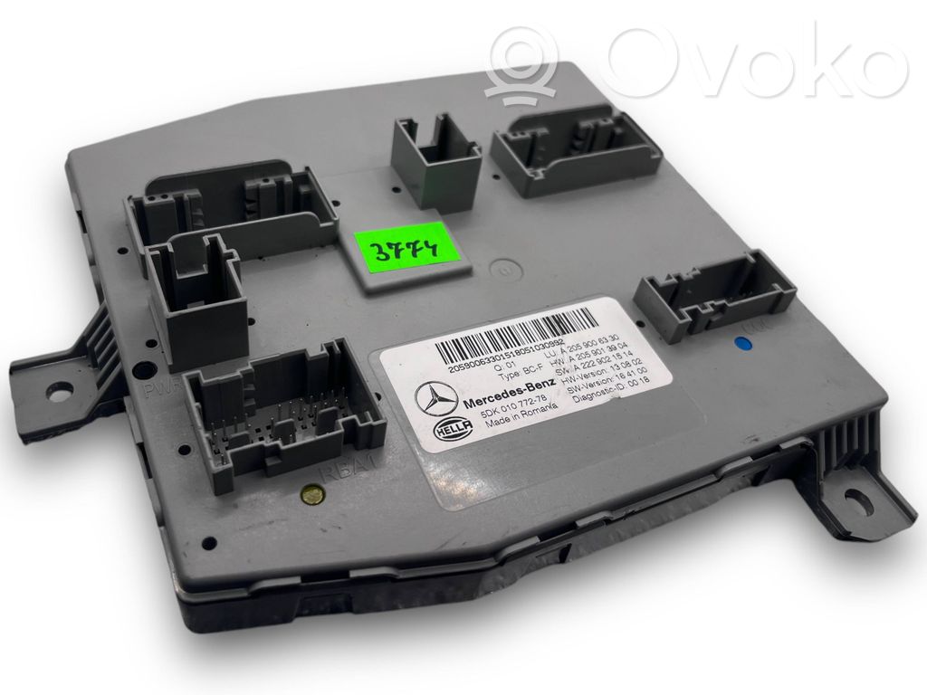 S3774 Mercedes-Benz C AMG W205 Module de contrôle carrosserie centrale ...